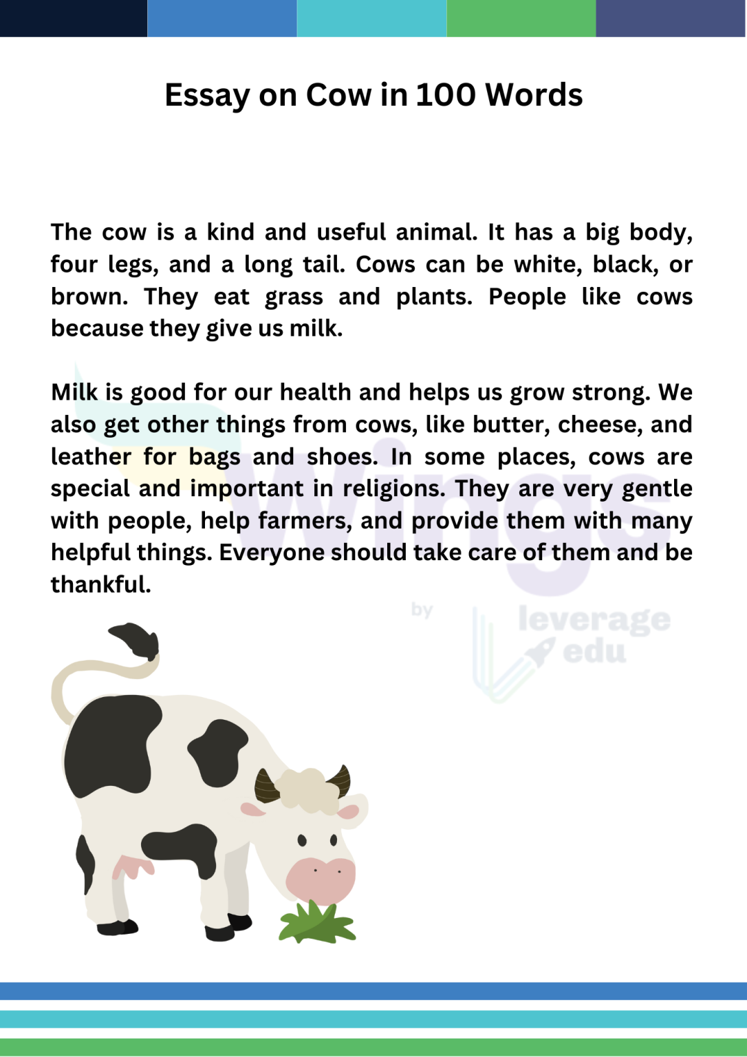 Essay on Cow for All Class: 100 to 500 Words | Leverage Edu