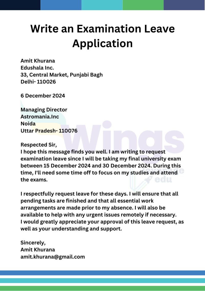 Leave Application for Examination: Format and Samples | Leverage Edu