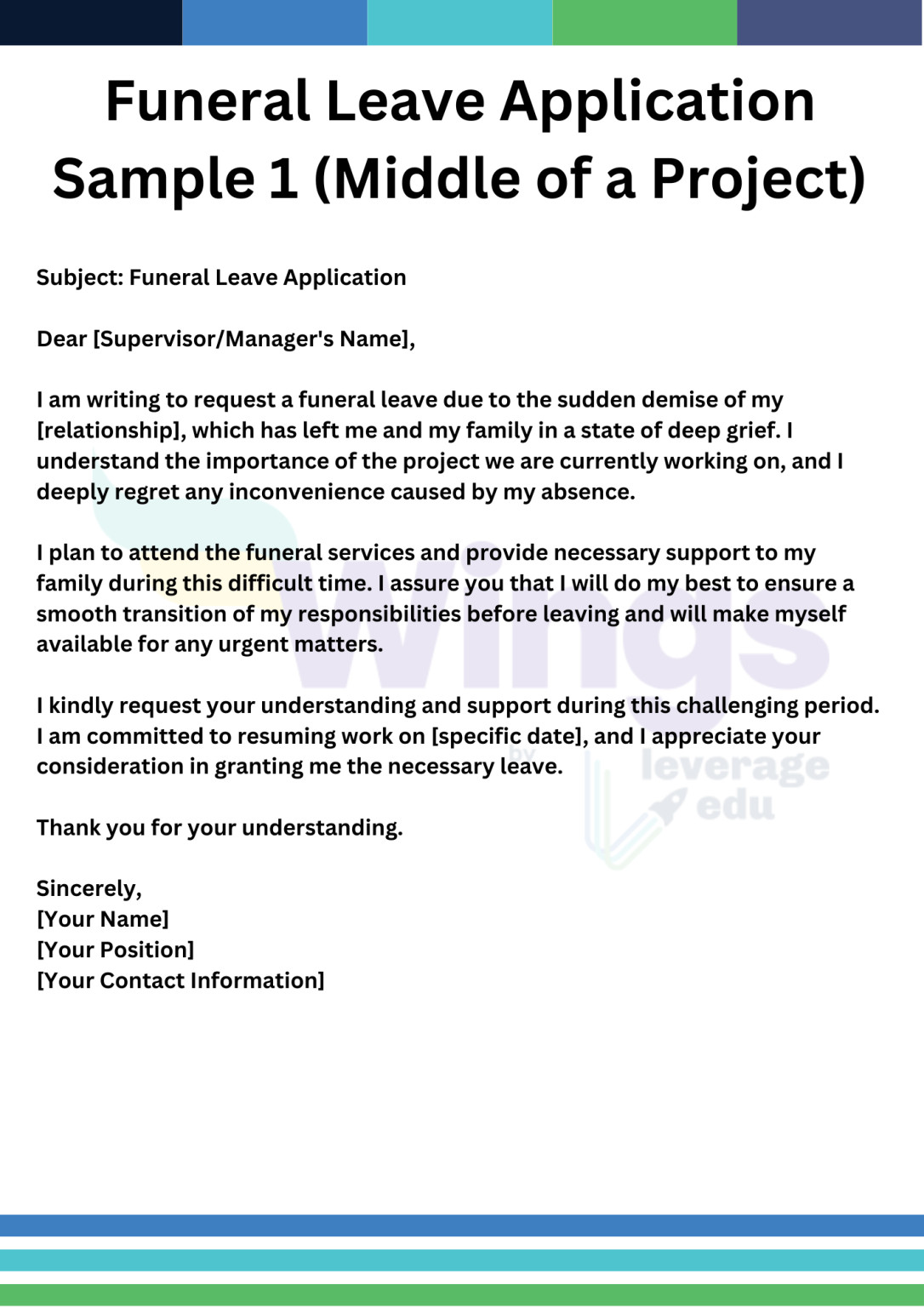 Funeral Leave Application: Format and Samples with Expert Tips ...