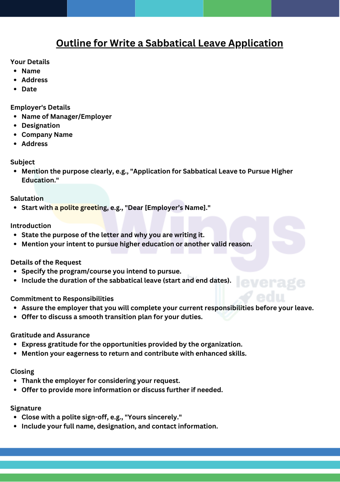 Sabbatical Leave Letter to Employer: Format and Samples | Leverage Edu
