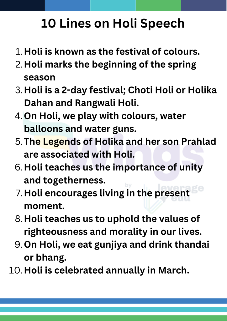 Speech on Holi in English: Short and Long Speech for Students ...
