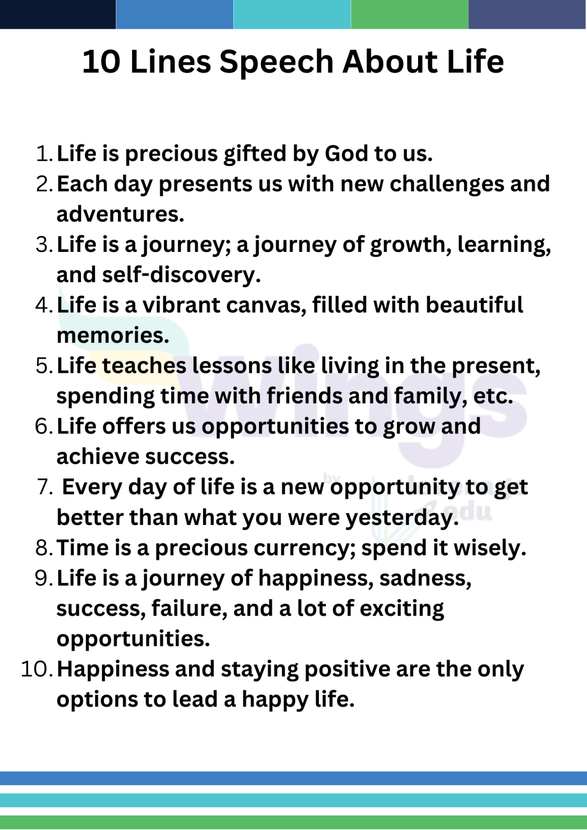 Speech About Life: Short and Long Speech for Students in English ...