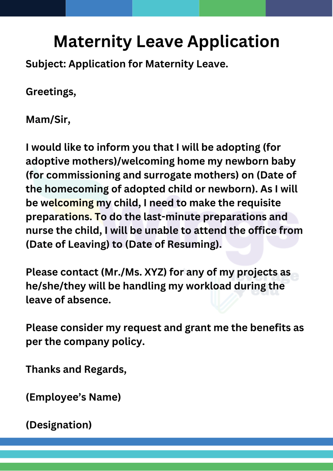 Maternity Leave Application: Format and Examples | Leverage Edu