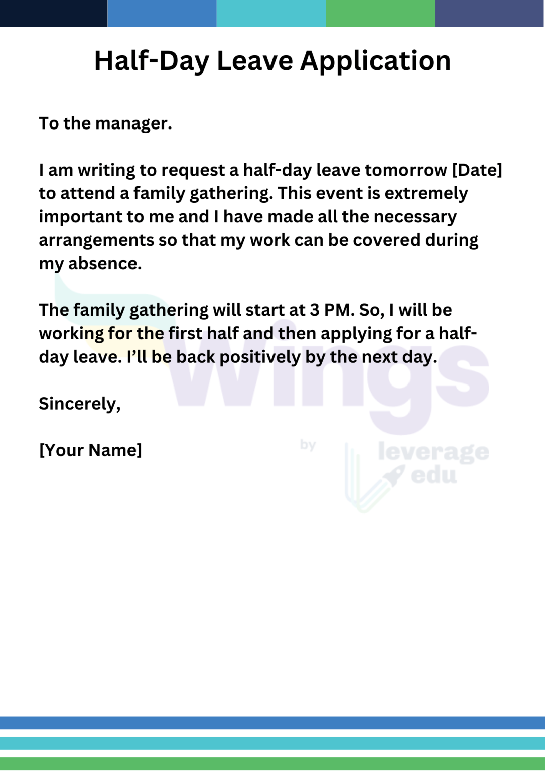 Half-Day Leave Application: Format and Samples | Leverage Edu