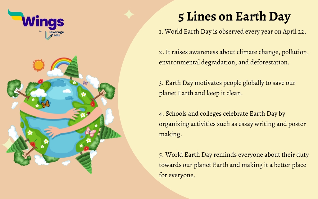 5 and 10 Lines on Earth Day in English for Students