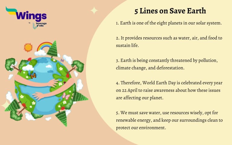 5 and 10 Lines on Save Earth