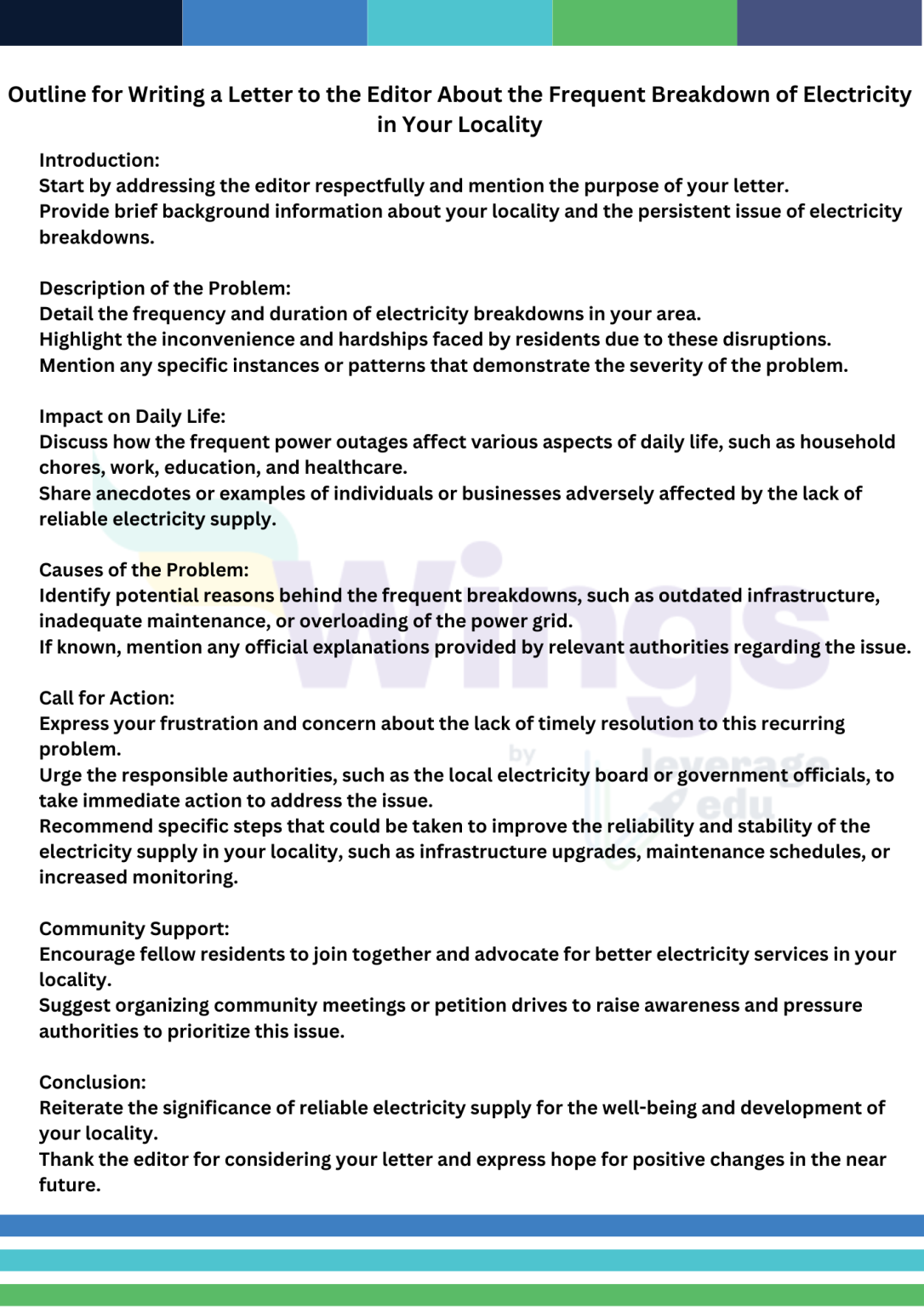 Write a Letter to the Editor of a Newspaper About Frequent Breakdown of ...