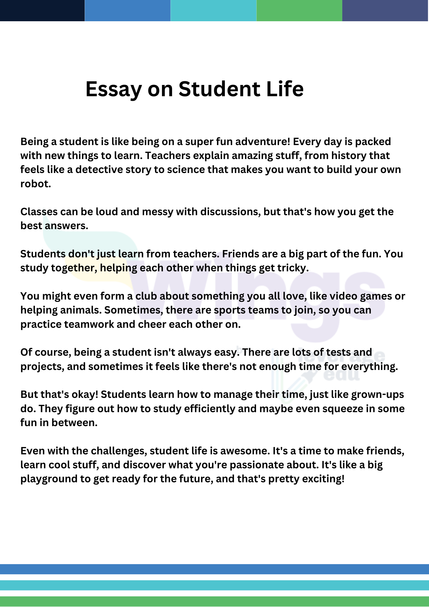 Essay on Student Life: 100, 200 and 300 Words | Leverage Edu