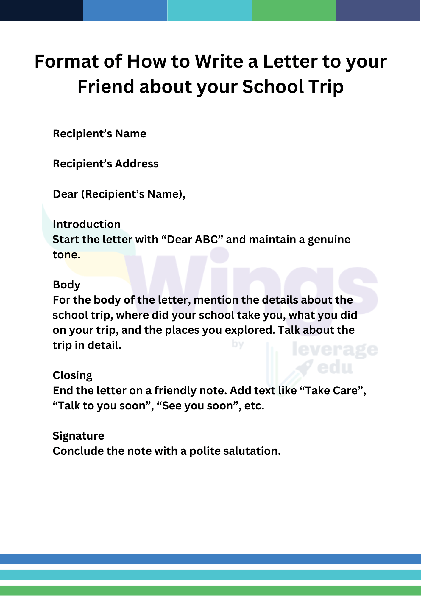 Write a Letter to Your Friend About Your School Trip: Samples ...