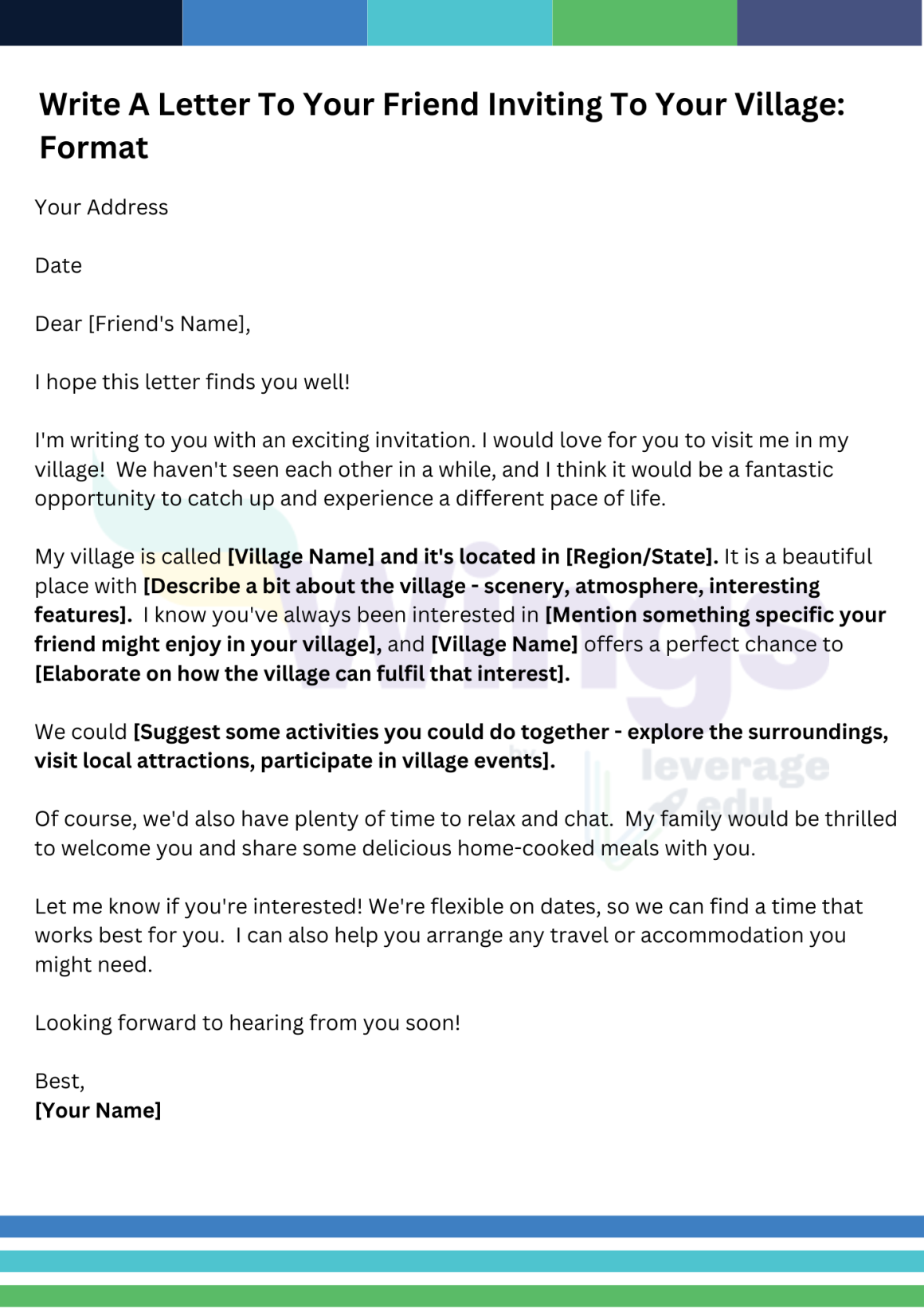 Write A Letter To Your Friend Inviting To Your Village: Check Samples ...