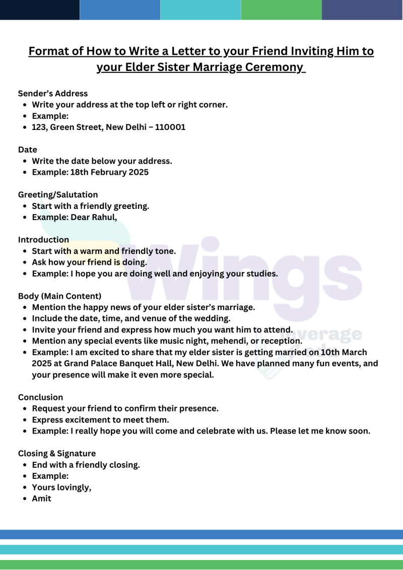 How to Write a Letter to your Friend Inviting Him to your Elder Sister ...