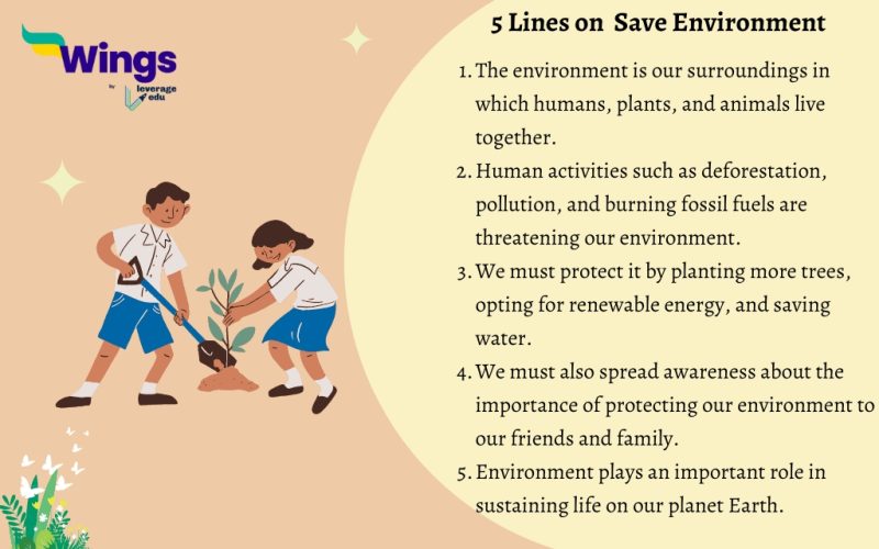 5 and 10 Lines on Save Environment in English for Students