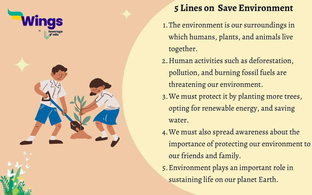 5 and 10 Lines on Save Environment in English for Students