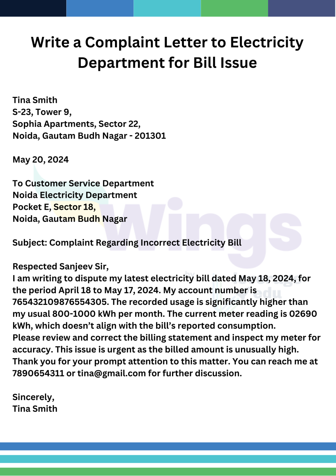 Write a Complaint Letter to Electricity Department for Bill Issue: Check Samples and Format ...