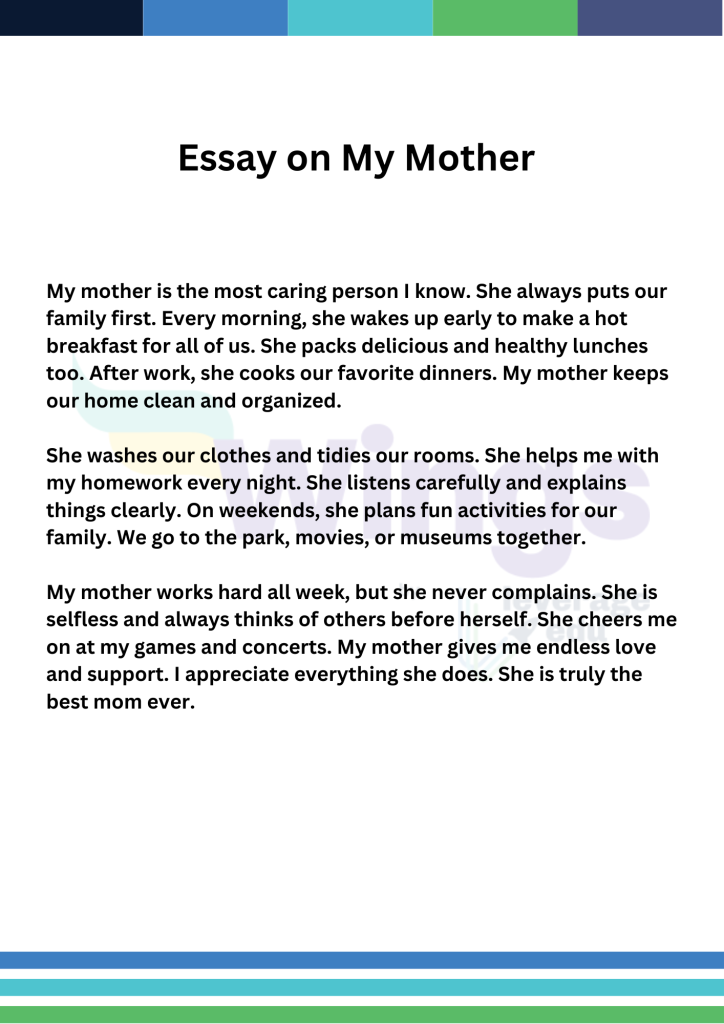 Essay on My Mother in English for School Students | Leverage Edu