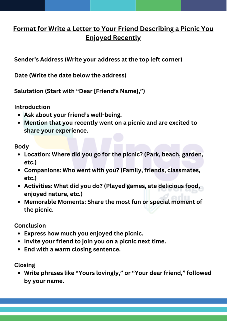 Write a Letter to Your Friend Describing a Picnic You Enjoyed Recently ...