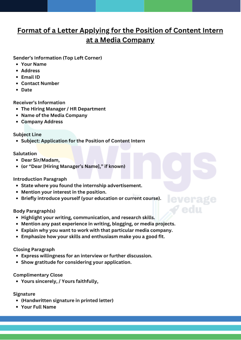 Letter Applying for the Position of Content Intern at a Media Company